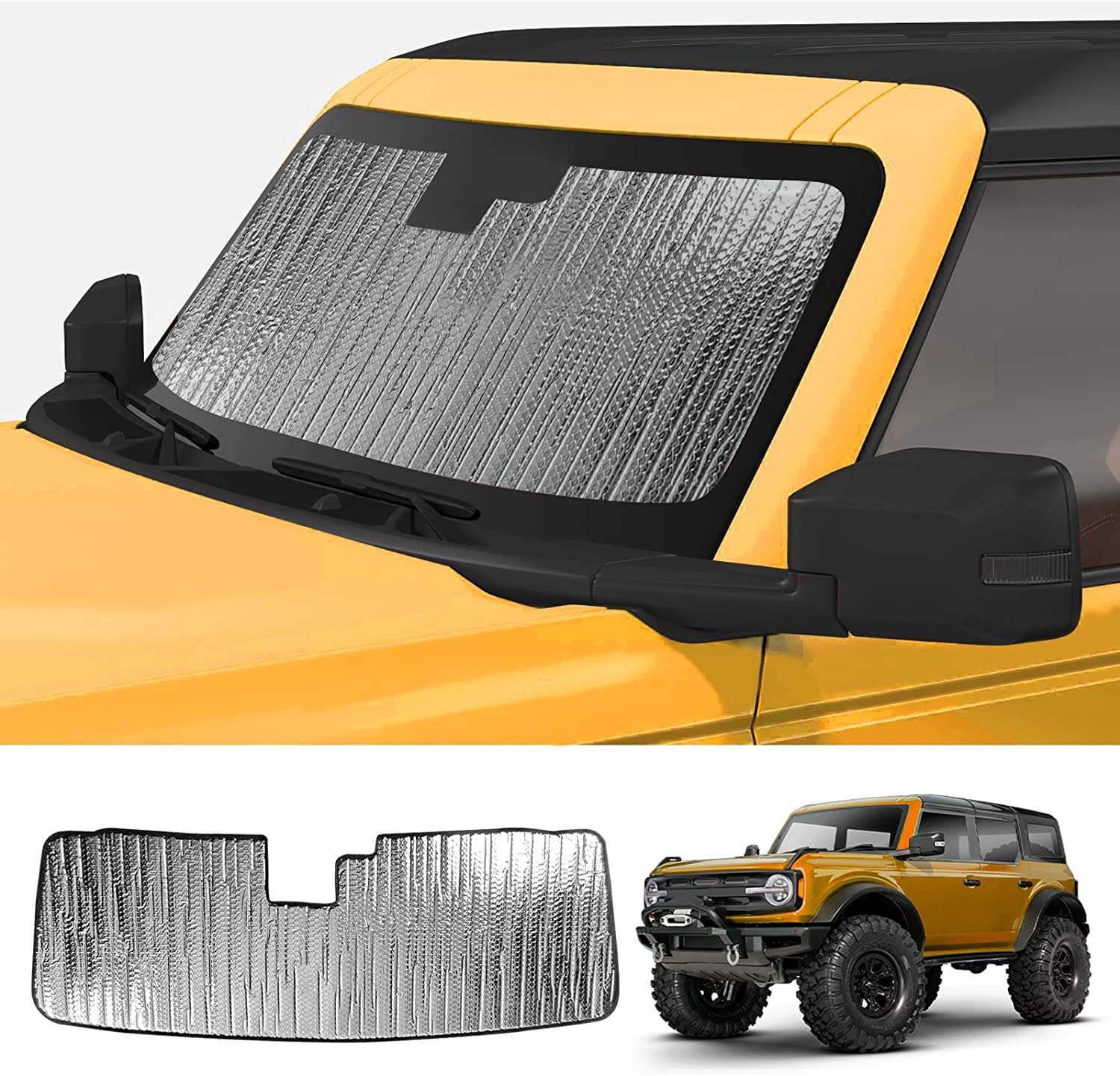 Ford Bronco Windshield Sunshade - Blackout Sunshades - Roll Up Design ...